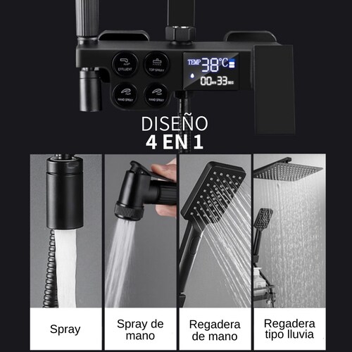 Kit De Regadera Digital Tipo Lluvia Cascada Con Termostato