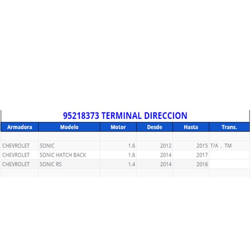 Terminal de dirección acdelco original para Sonic 2012-2015 Sonic Hatch ...