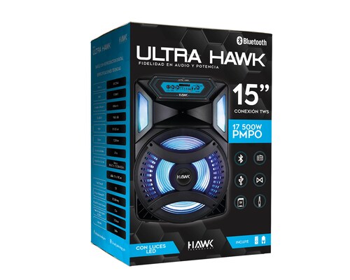 Bocina Bafle Ultra Hawk 15 Pulgadas Bluetooth Recargable