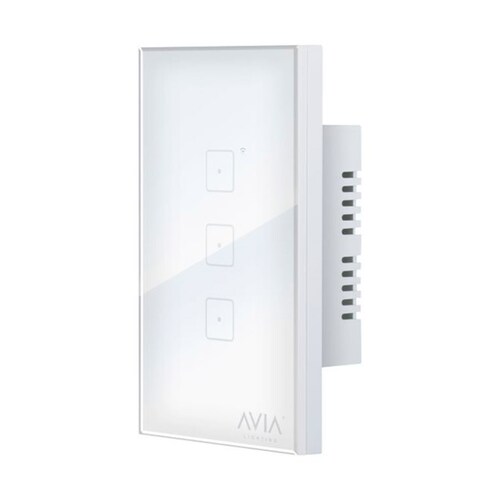 Apagador Smart Wifi Triple Touch De Cristal Blanco Avia