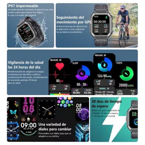 Reloj Llamada Inteligente Deporte Militar Tácti Impermeable.