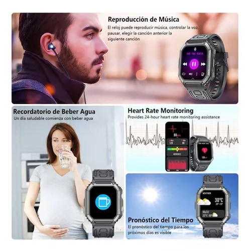 Reloj Llamada Inteligente Deporte Militar Tácti Impermeable.