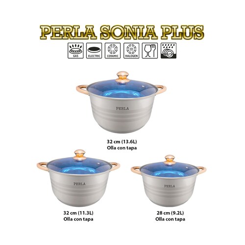 Juego de Ollas Perla Sonia Plus 6pzas, CO-PSP6 JAVAZ Cocina