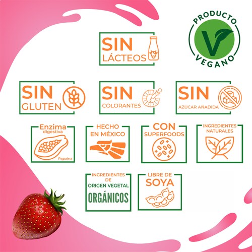 Nutrasien100 Proteína Vegana sabor fresa. Ideal para Keto, Pre workout, Vegano, Paleo. Sin ...