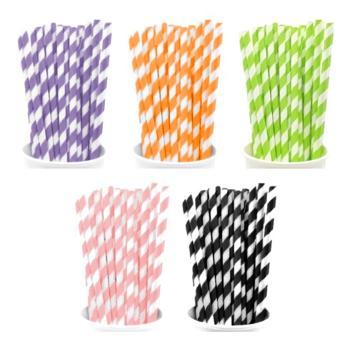 100 Popotes De Papel Biodegradables/ Económicos/ Coloridos Verde