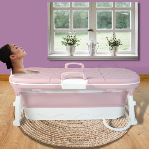 Tina Plegable Para Adulto Mima2 Con Tapa y Termómetro Rosa