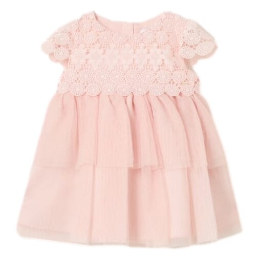 Vestido Combinado De Guipur Y Tul Para Bebé Mayoral 195073