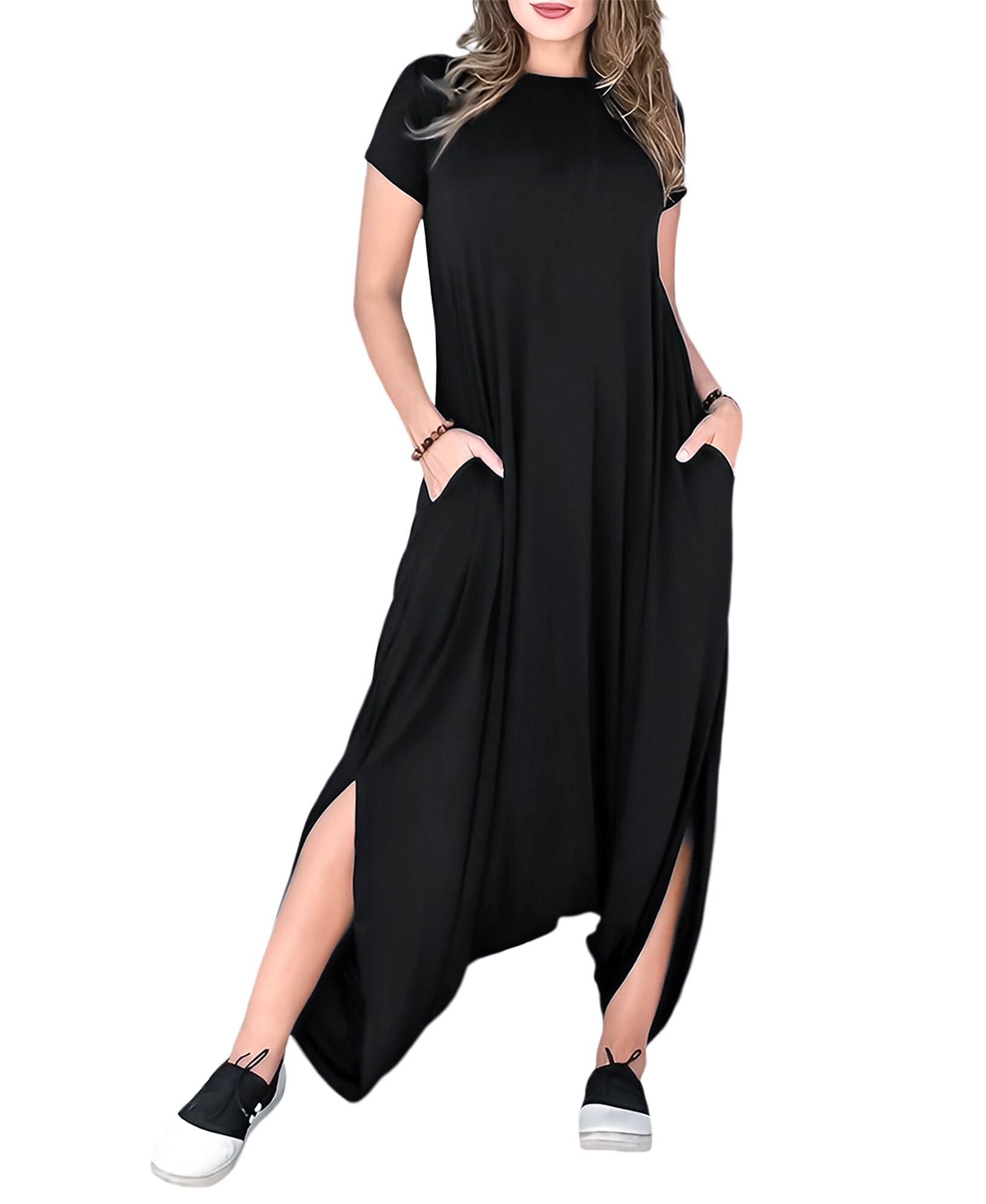 Jumper palazzo enterizo mono jumpsuit casual xally 34 cuello redondo ...