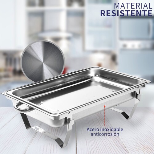 Chafer Bufetera 2 Espacios De Acero Inoxidable Para Chef