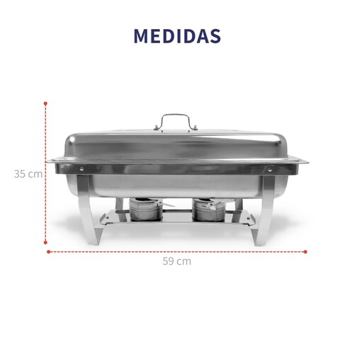 Chafer Bufetera 2 Espacios De Acero Inoxidable Para Chef