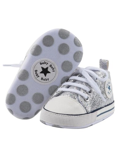 Tenis De Lona Para Bebé Acabado Glitter Brilante.