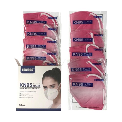 Kn95 Difuminados Cubrebocas Tomods 10pz Colores Varios Rosa - Blanco