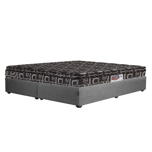 Colchón King Size Spring Air Morgan Con Base Cama Dicasa Rivoli Gris Y