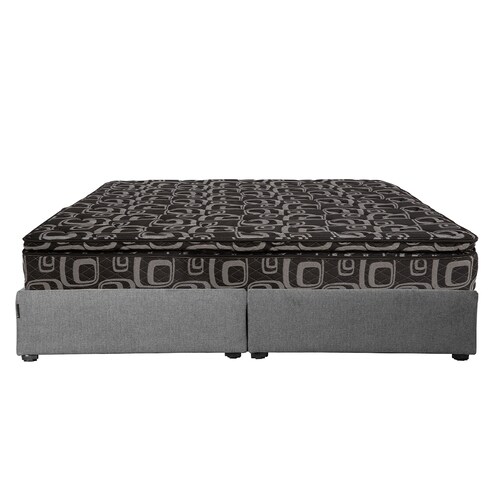 Colchón King Size Spring Air Morgan Con Base Cama Dicasa Rivoli Gris Y