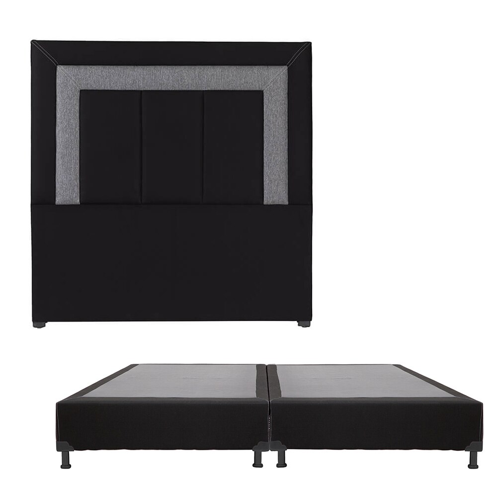 Cabecera King Size Dicasa Bora Negro con Gris y Box Gris