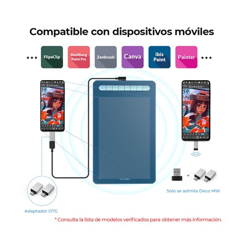Tableta Grafica Xp-pen Deco Mw 8 X5 Color Azul Bluetooth V5.0