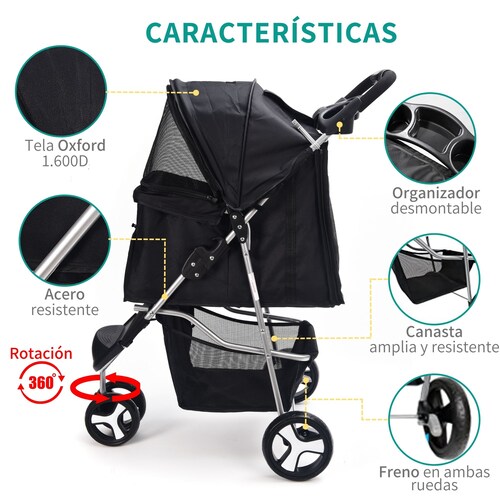 Carriola Plegable Para Perro Gato Mascotas Transportadora