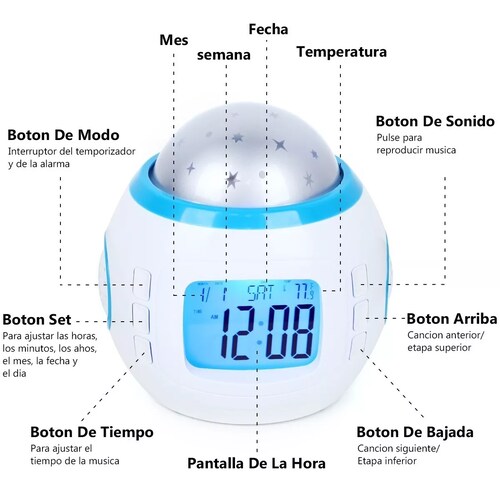 Reloj Despertador Con Proyección De Estrellas Para Niños