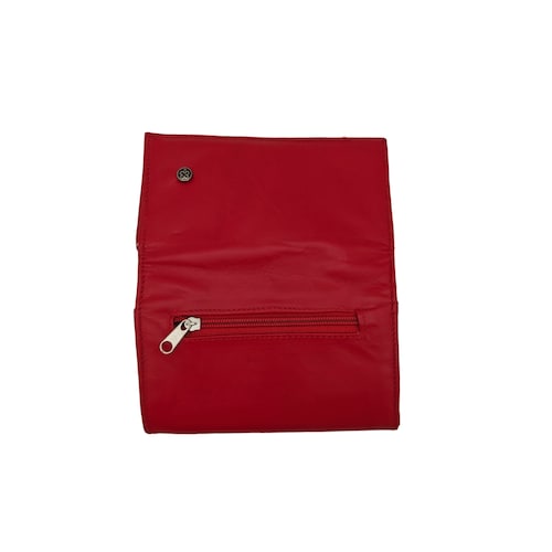 Cartera en Piel Vacuno Fana Lisa Rojo