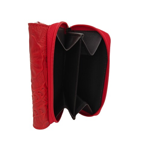 Cartera en Piel Vacuno Cincelada Fana Sofia Rojo