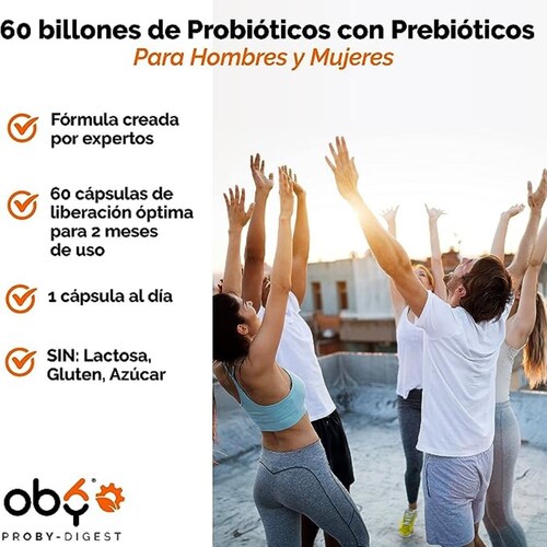 OBY Proby Digest Probióticos 60 Billones, Prebióticos, Inulina de Agave, Enzimas Digestivas y ...