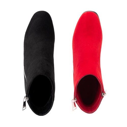 Kit de 2 pares de botines, colores rojo y negro marca Yaeli, mod. 1085472