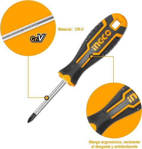 INGCO Set De 6 Destornilladores con punta Magnética Desarmadores ...