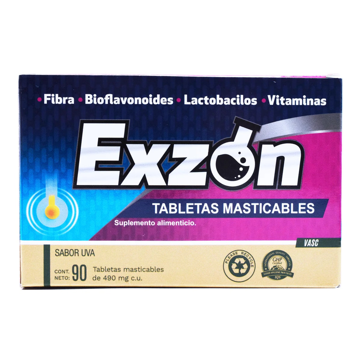 EXZON 490MG C/90 TABLETAS MASTICABLES Biomiral, Fibra soluble de maíz ...