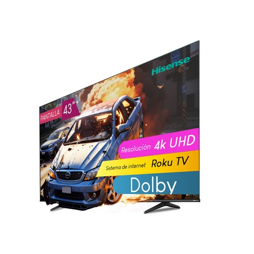 Pantalla Hisense 43Pulg uhd 4K Smart TV 60hz Roku Black