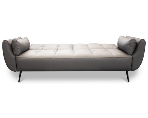 Sofa Cama de Piel Genuina Toronto Color Gris Oxford - Confortopiel