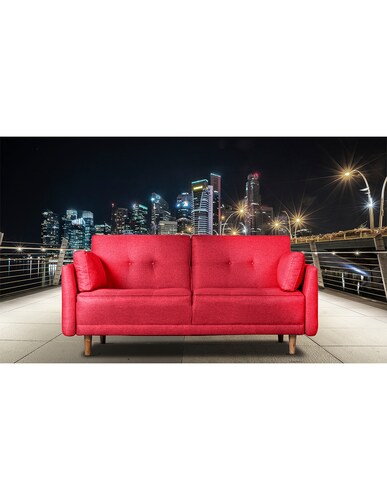 Sofá Cama Makora Kaizen Con Tecnología Beehive Airflex Foam De Lino Rojo