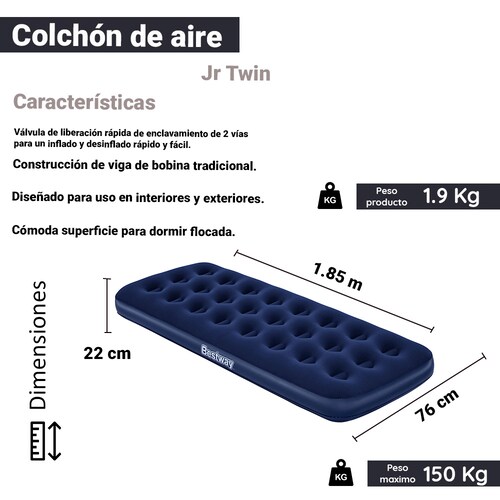 Cama Inflable Colchón Individual Bestway Camping + Bomba