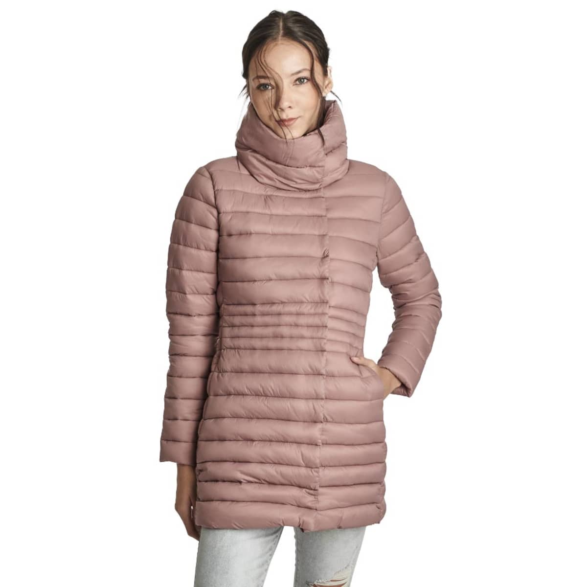 Chamarra rosa capitonada larga para mujer, marca Holly Land, mod. 1088681