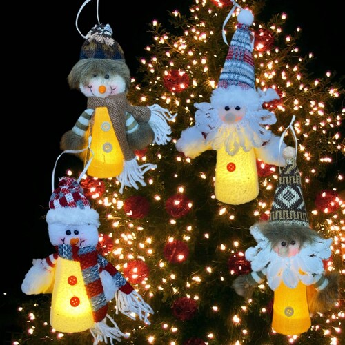 3 Muñecos Navideños Luminosos Decoración Árbol Navidad