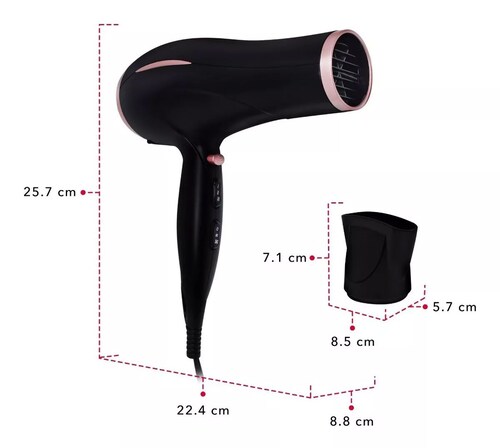 Rca Secadora De Cabello Con Boquilla Desmontable Rc-p15 Color Negro