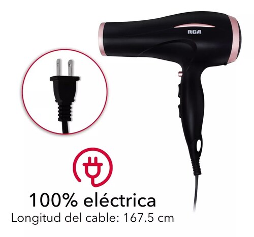Rca Secadora De Cabello Con Boquilla Desmontable Rc-p15 Color Negro