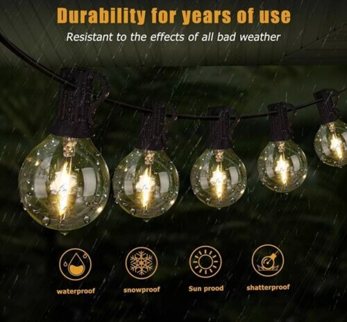 Guirnalda De Luces Para Exterior 15M 25+2 Luces Exterior, G40 Luces Para Jardín Para Exterior ...