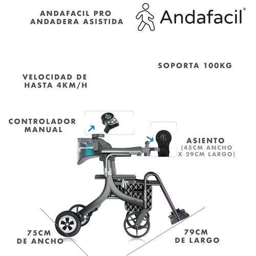 Andafacil Pro Andadera Asistida | 5 en 1 | Electrica | Silla de ...