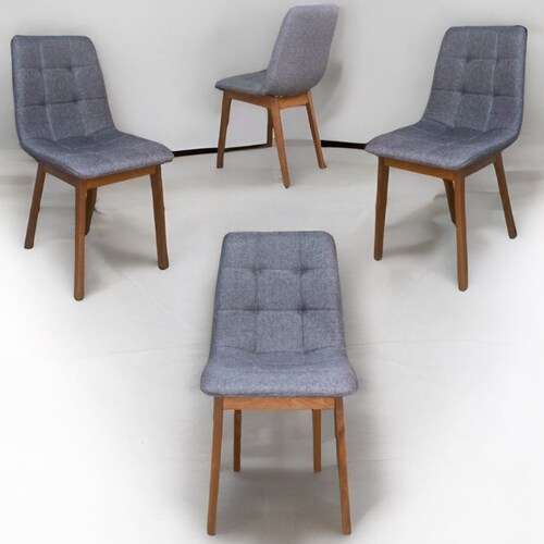 Set de 6 Sillas Armables de Madera en Lino Gris