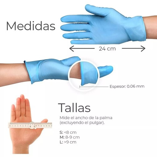 Guantes De Nitrilo Libre De Latex Sin Polvo Azul Negro 100pz