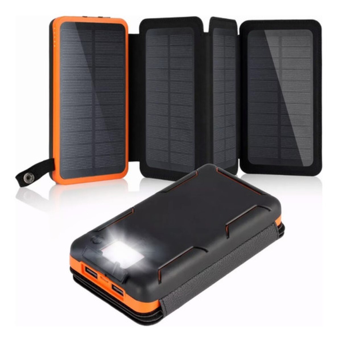 Power Bank Solar Cargador Portátil 26800mah 4 Paneles Solare negro ...