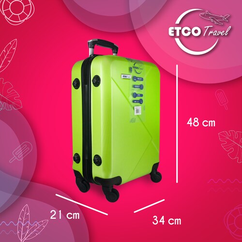 Maleta De Viaje Ligera 19 Pul Etco Travel Equipaje De Mano color Verde Avion Ruedas 360 Barata.