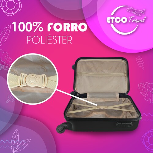 Maleta De Viaje Ligera 10 kgs. Equipaje Ruedas De Mano Etco Travel color Negro Avion Barata.