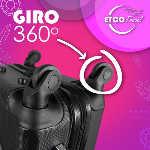 Maleta De Viaje Ligera 10 kgs. Equipaje Ruedas De Mano Etco Travel color Negro Avion Barata