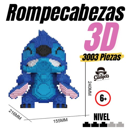 Figura de Bloques Armables Stitch Enojado con 3003 Piezas, Set de Super ...