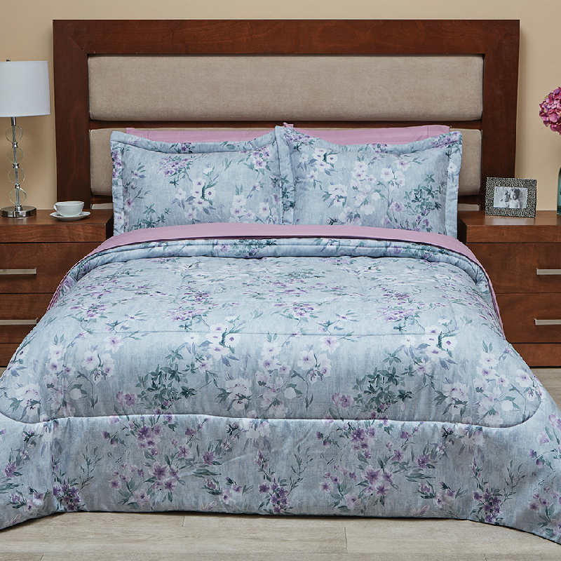 Edredón matrimonial estampado floral greta elefantito hogar - Sears