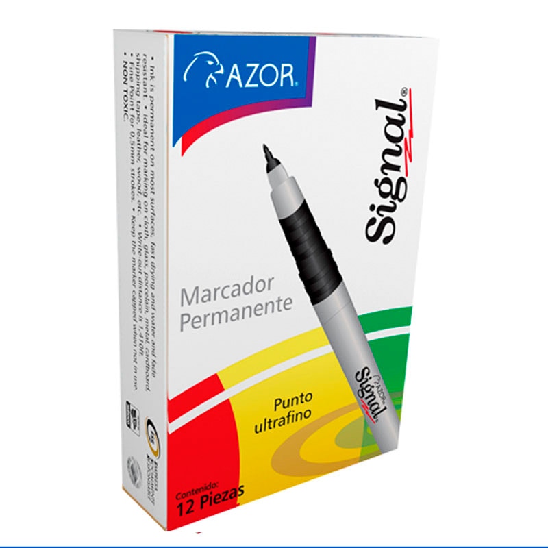 Marcador permanente signal ultrafino caja 12 pzas - Sears