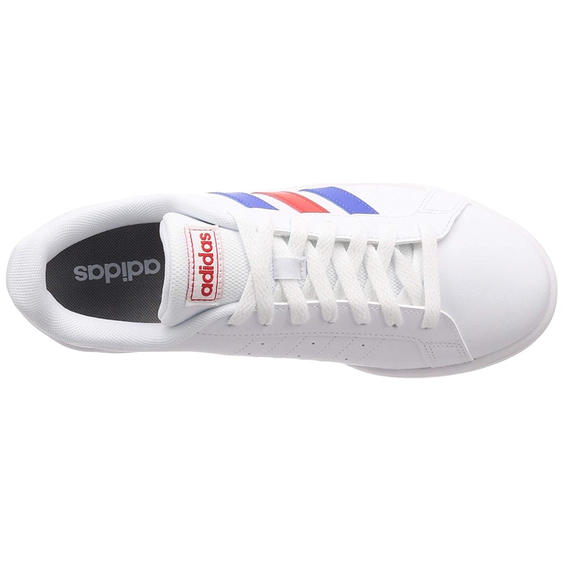 Tenis adidas grand court base ee7901 blanco franjas azul rojo hombre ...