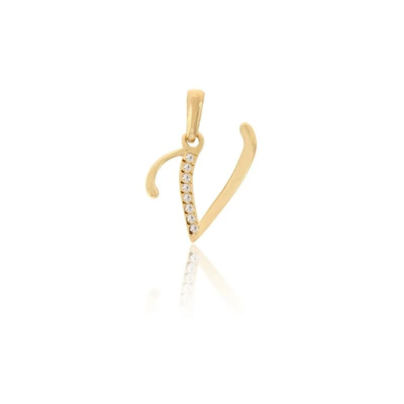 Dije inicial letra v con circonias oro 14 k - Sears