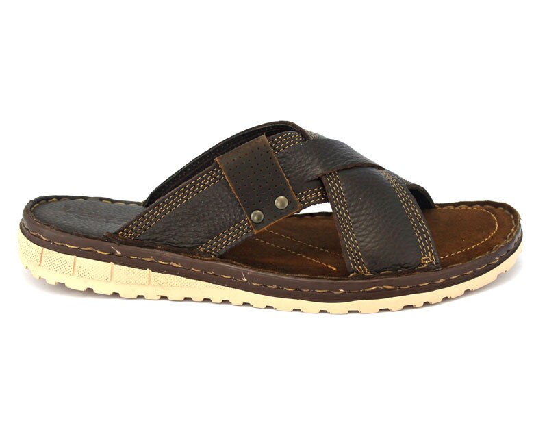 Sandalia caballero cruzada de piel cosida a mano confortable - Sears